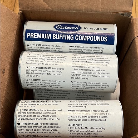 Other | Eastwood Premium Buffing Compounds Set Variety Of 6 Tubes ...